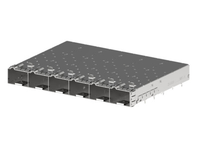 SFP-DD 1-by-6 Cage Assembly with Spring Fingers, Closed Top, Two Rear Legs, with Press-Fit Pins for sale