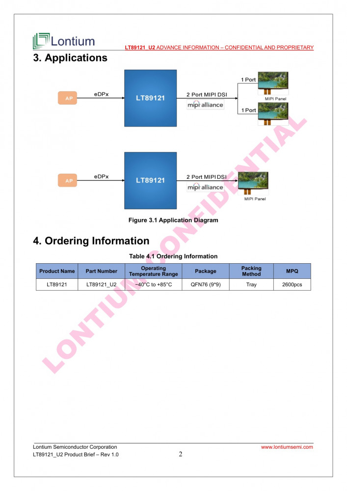 LT89121 product documentation page 2