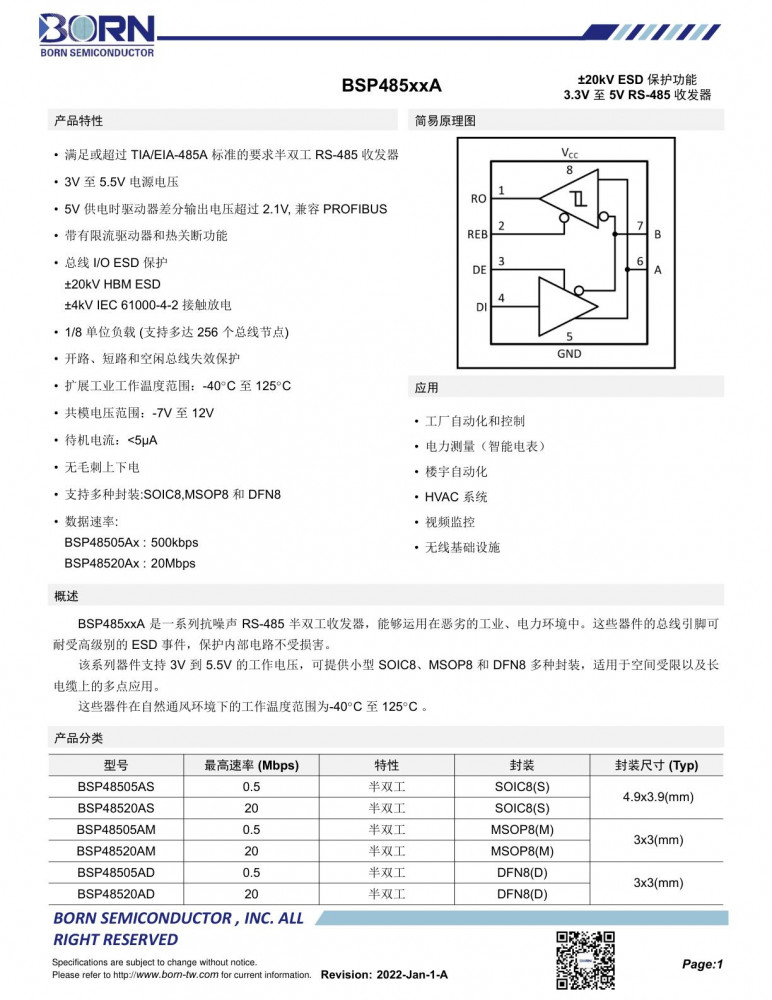 BSP48505AS datasheet page 1