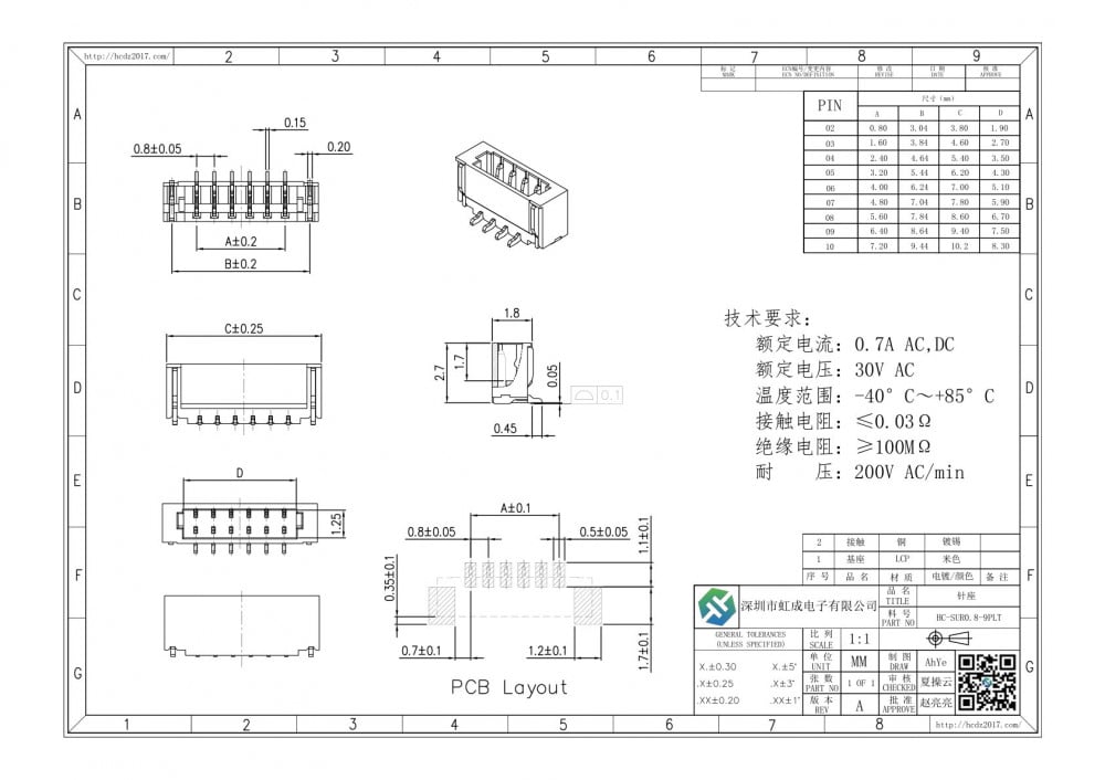 HC-SUR0.8-9PLT technical drawing