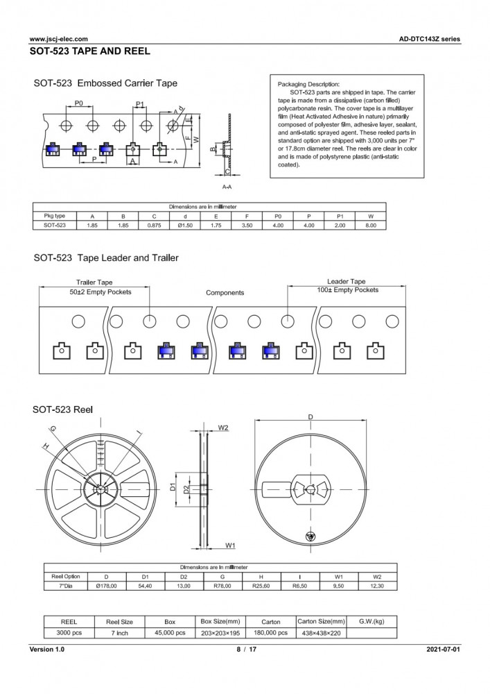 AD-DTC143Z series tape and reel