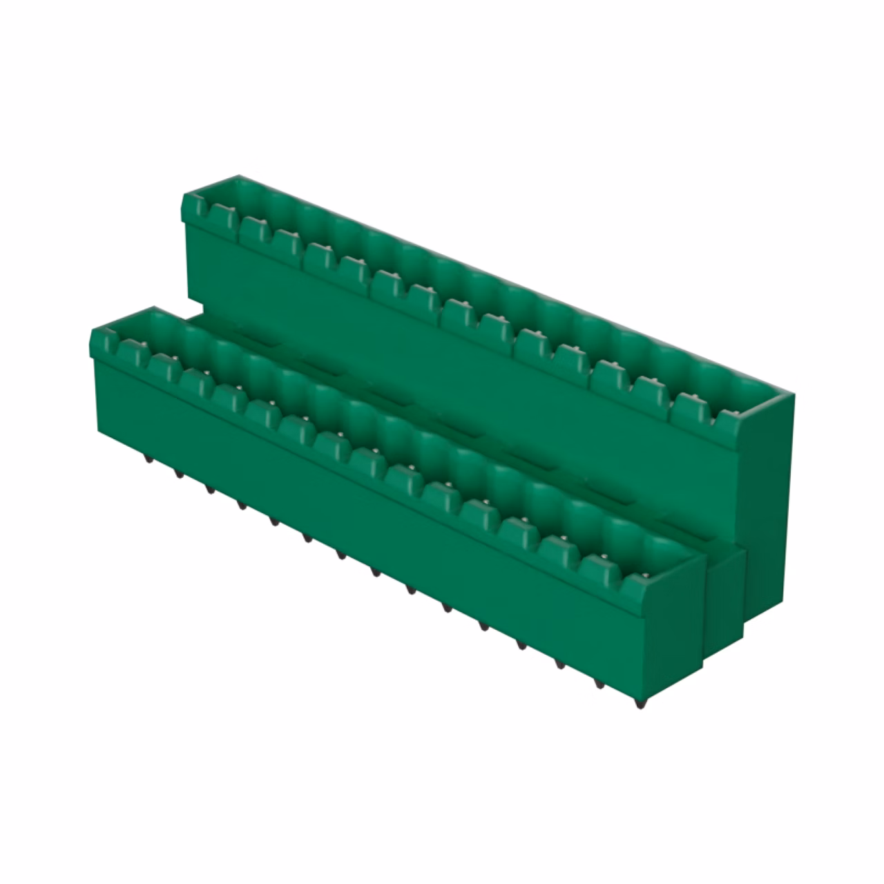 5.00mm Pitch Eurostyle Vertical Dual Level PCB Header, Closed Ends, Green Housing, 30 Circuits for sale