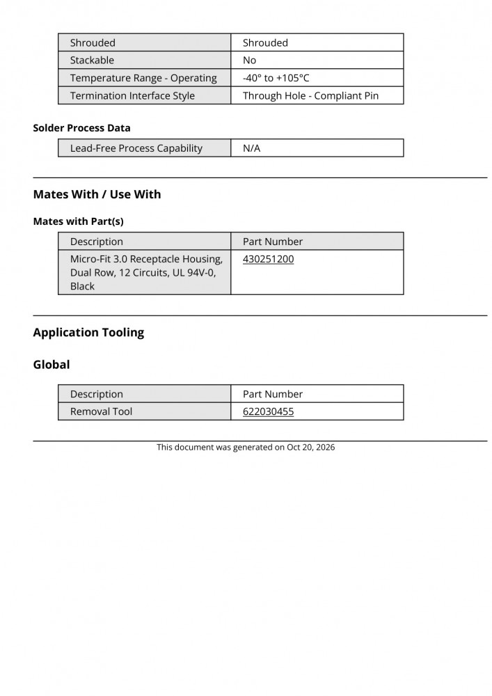 Technical document page 4 for MOLEX 449141201