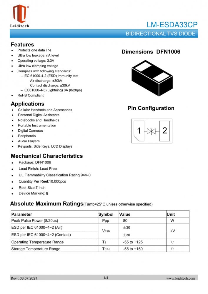LM-ESDA33CP datasheet page 1