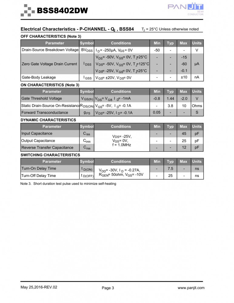 BSS8402DW datasheet page 3
