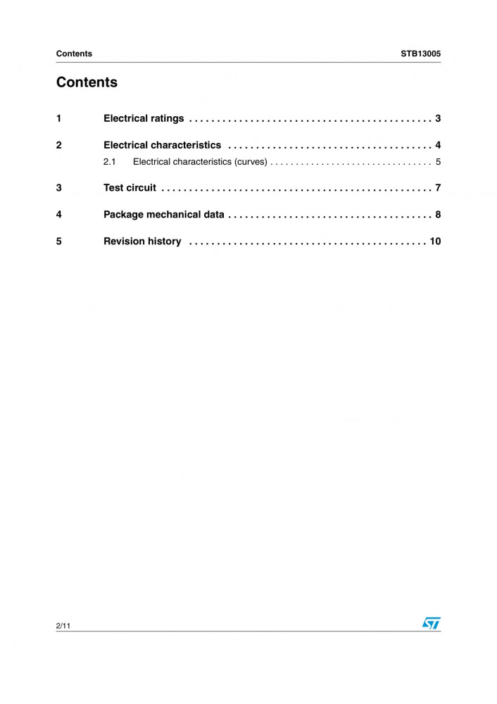 STB13005-1 datasheet page 2