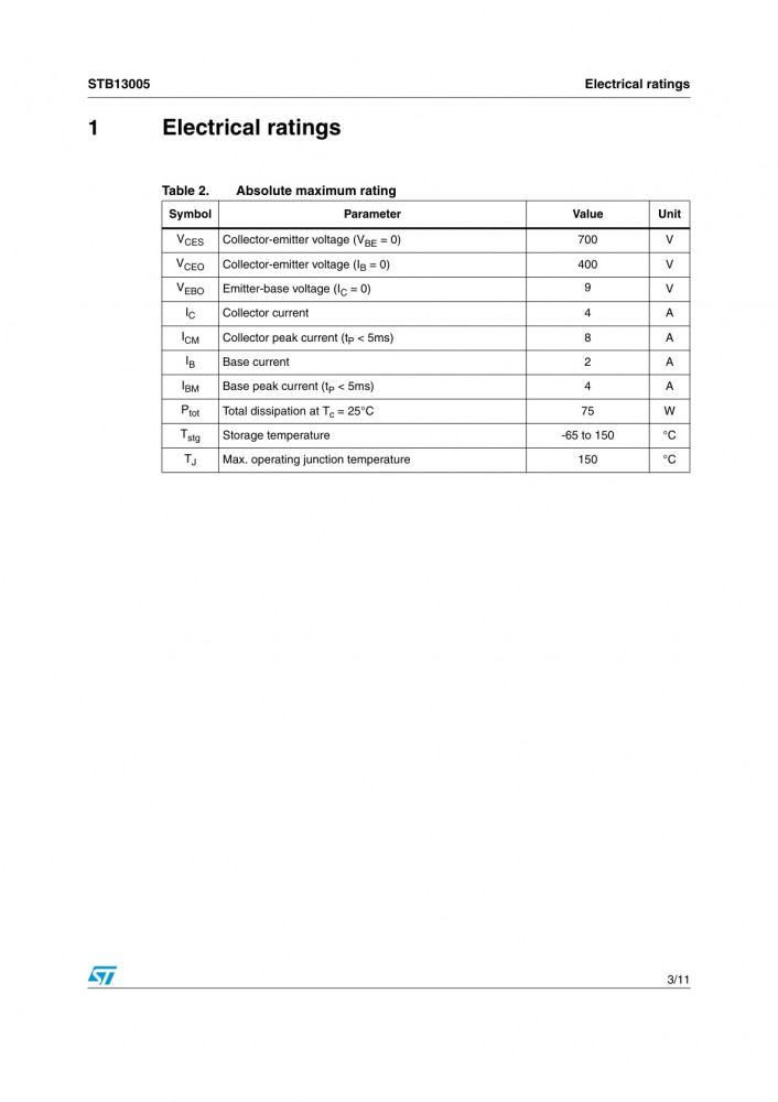 STB13005-1 datasheet page 3