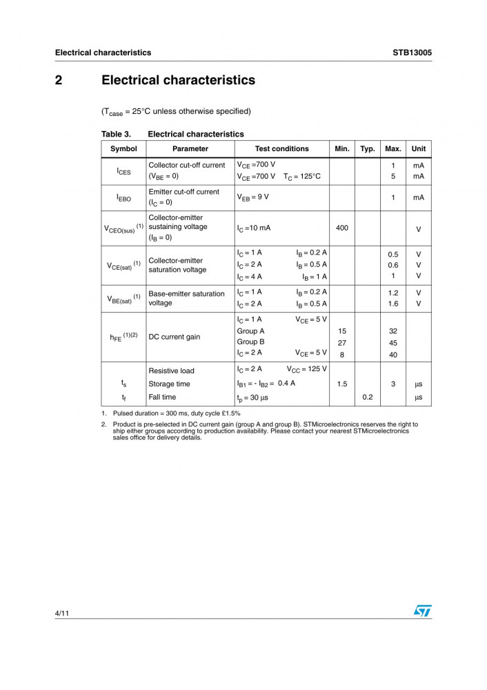 STB13005-1 datasheet page 4