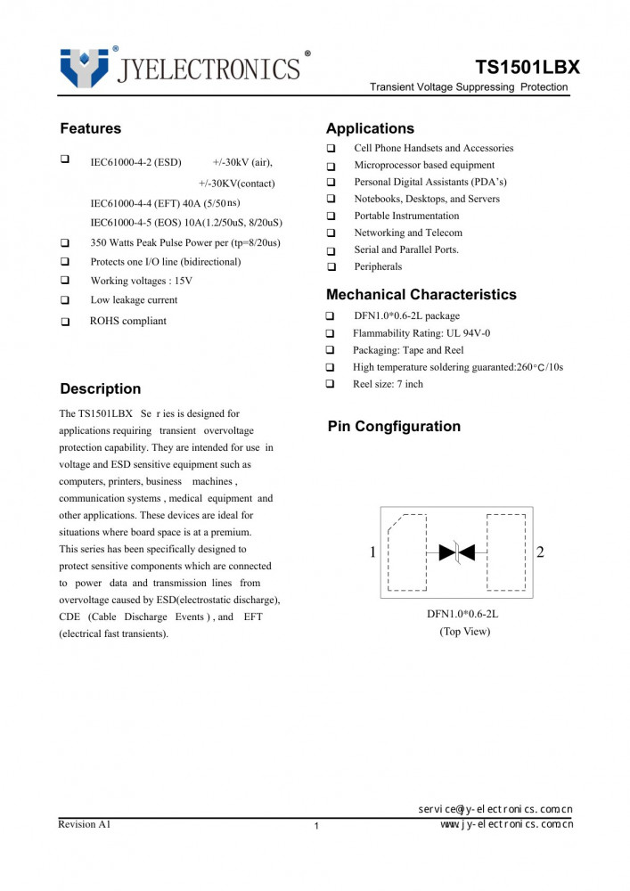TS1501LBX datasheet page 1