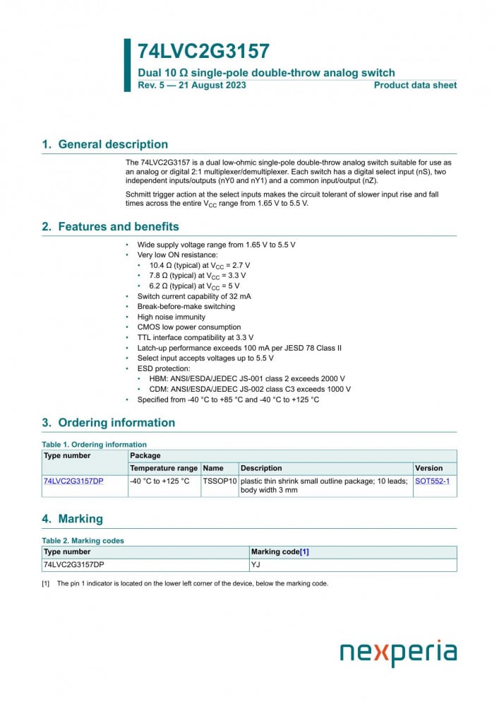 74LVC2G3157DPJ datasheet page 1