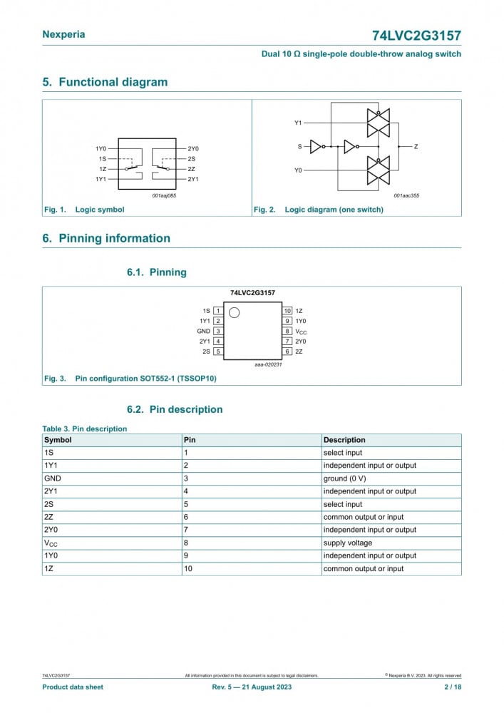 74LVC2G3157DPJ datasheet page 2