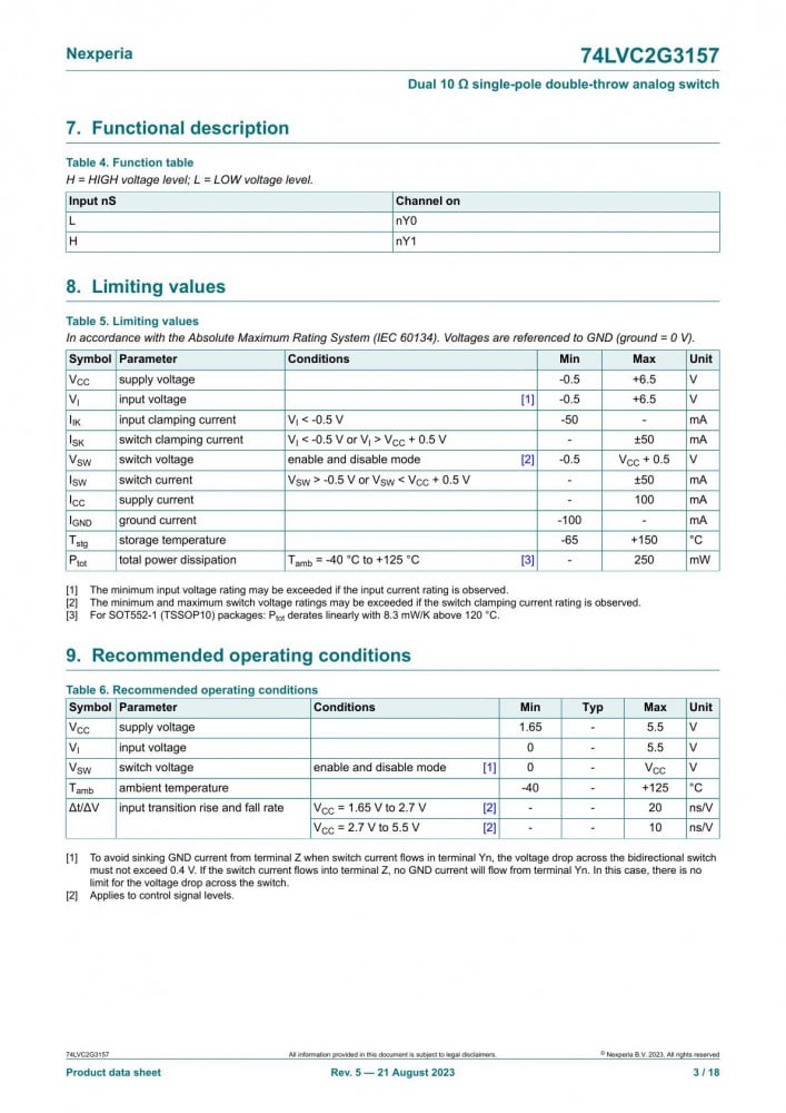 74LVC2G3157DPJ datasheet page 3