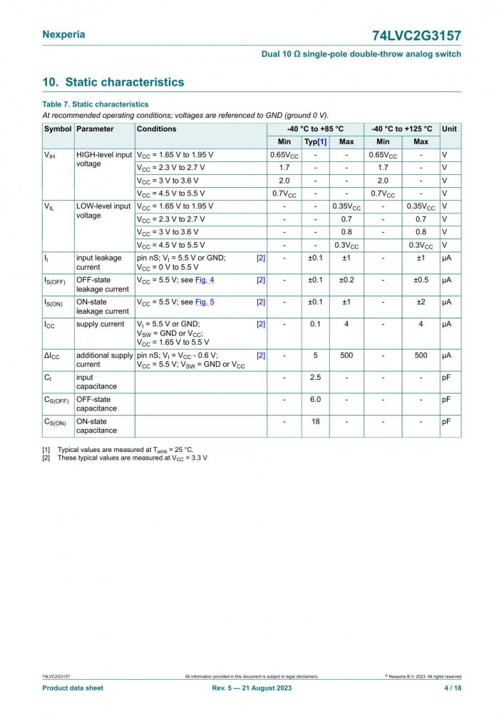 74LVC2G3157DPJ datasheet page 4