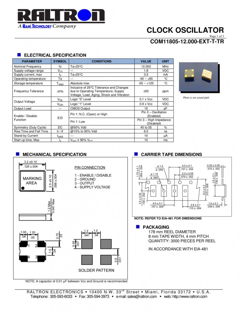 COM11805-12.000-EXT-T-TR technical document page 1
