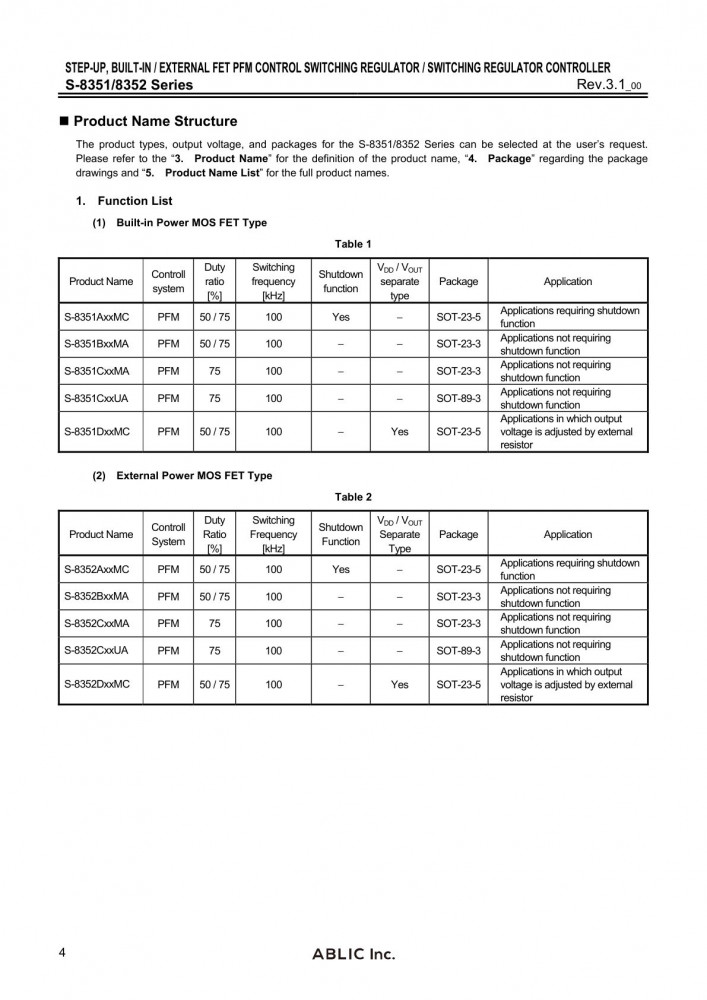 ABLIC S-8351/8352 datasheet page 4
