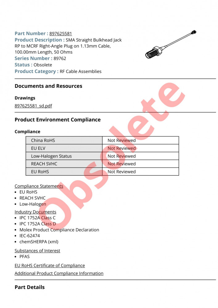 MOLEX 897625581 drawing page 1