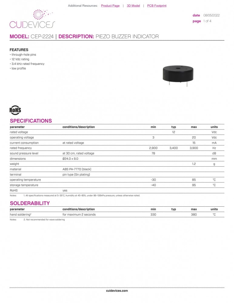 CEP-2224 datasheet page 1