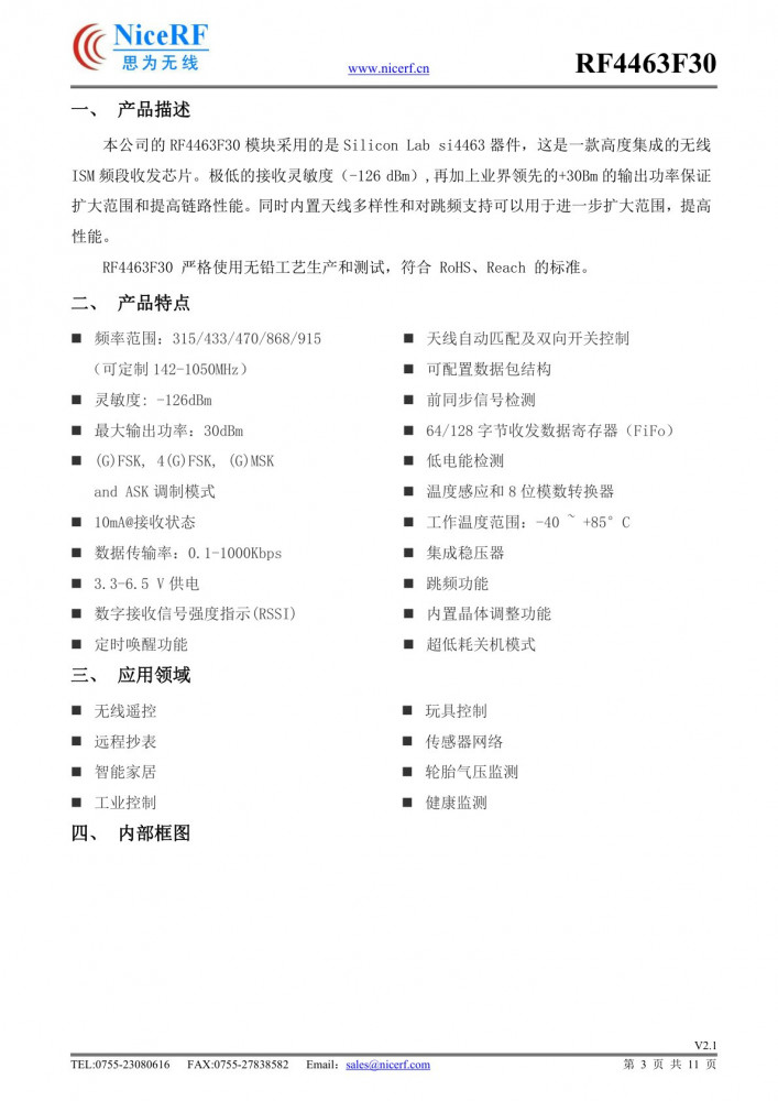 RF4463F30 datasheet page 3