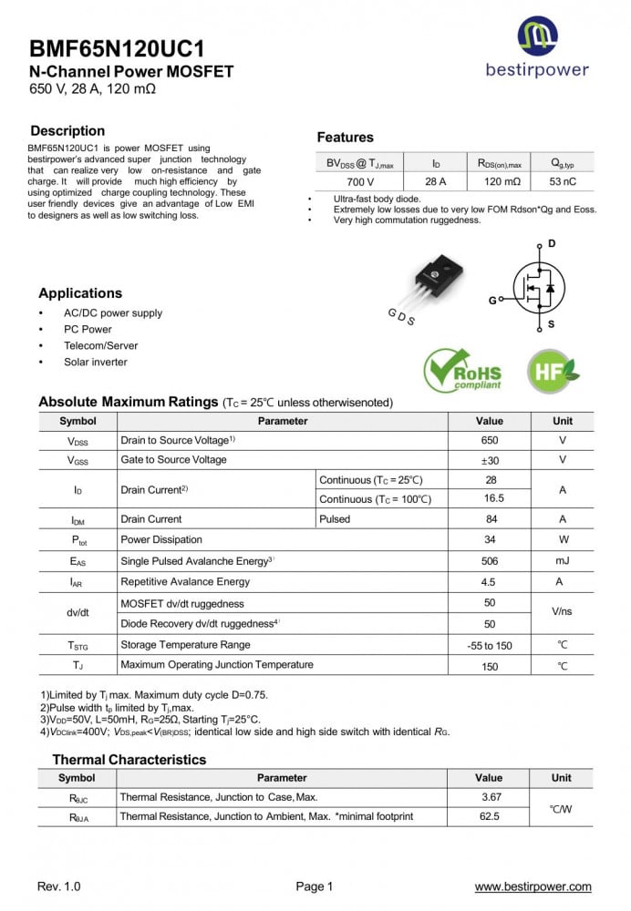 BMF65N120UC1 datasheet page 1