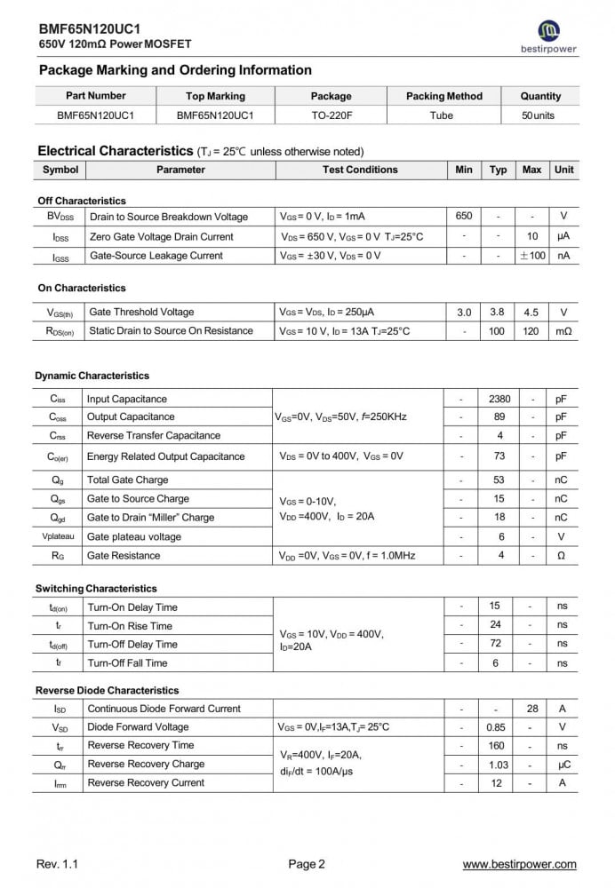 BMF65N120UC1 datasheet page 2