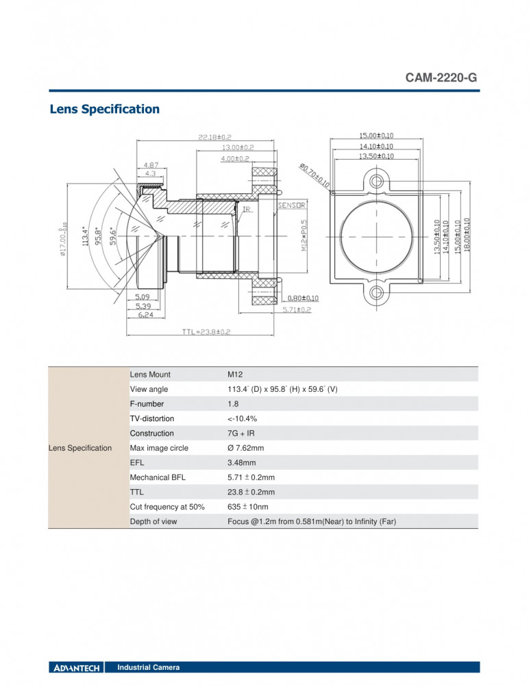 CAM-2220-G product documentation page 2