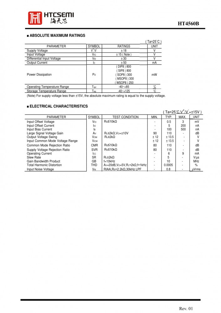 HT4560BRZ datasheet page 2