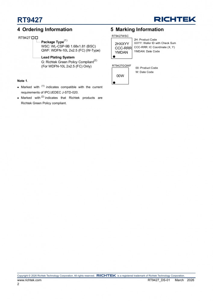 RT9427 datasheet page 2