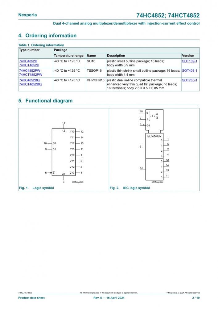 74HC4852PW,118 datasheet page 2