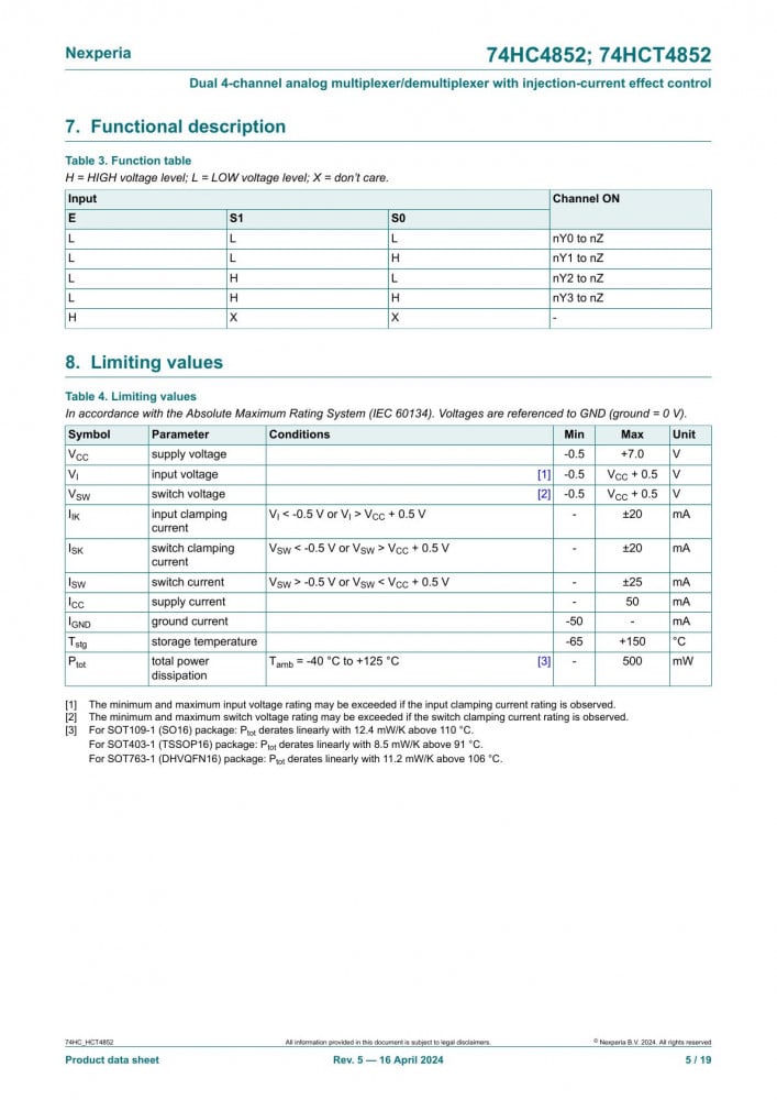 74HC4852PW,118 datasheet page 5