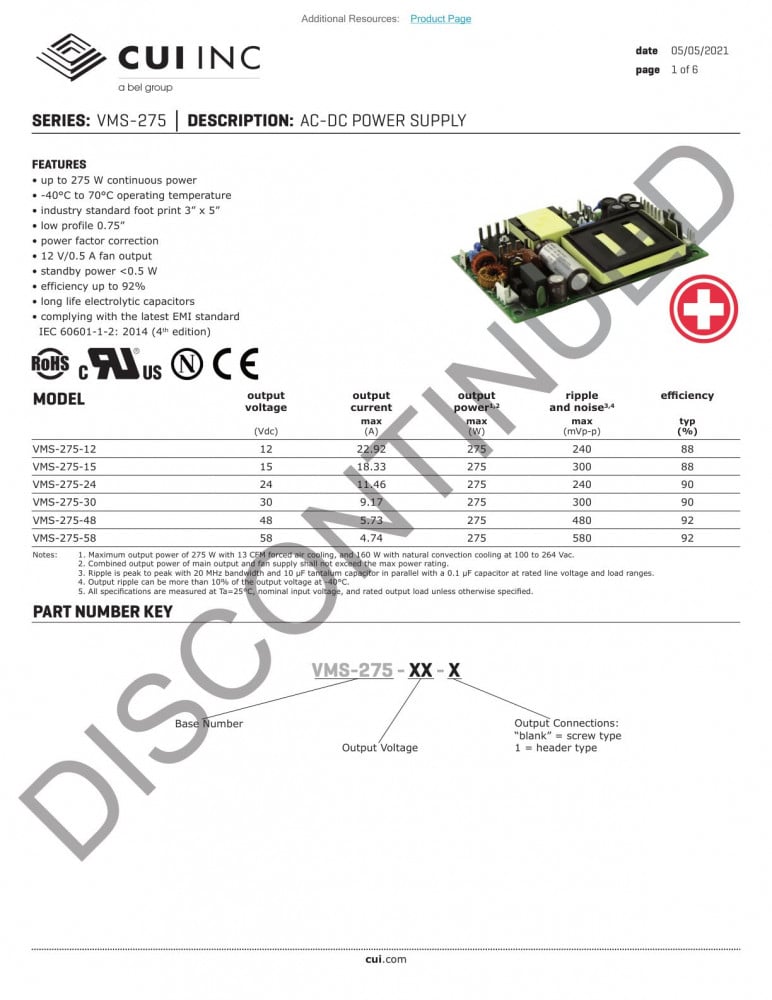 VMS-275-58 datasheet page 1