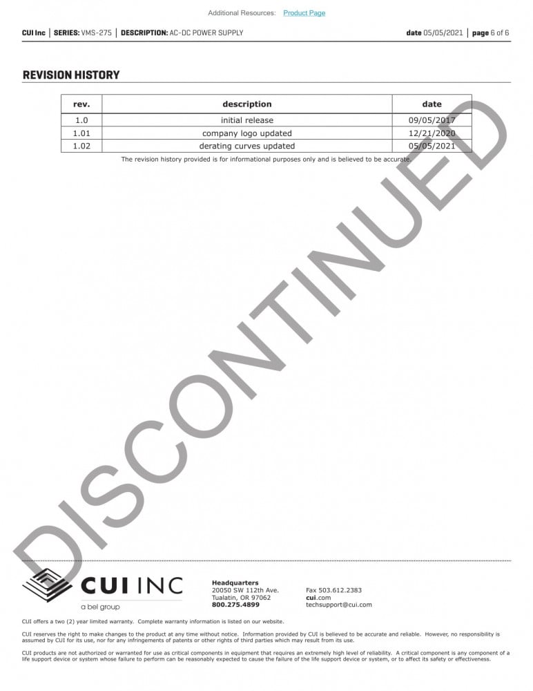 VMS-275-58 datasheet page 6