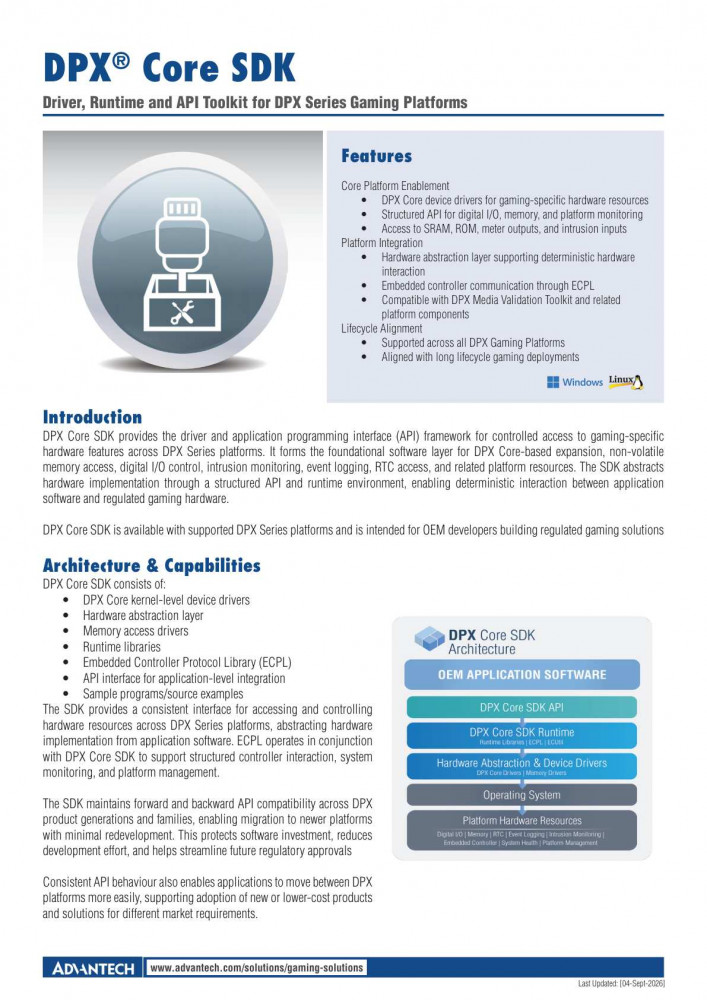 DPX Core SDK technical document, page 1
