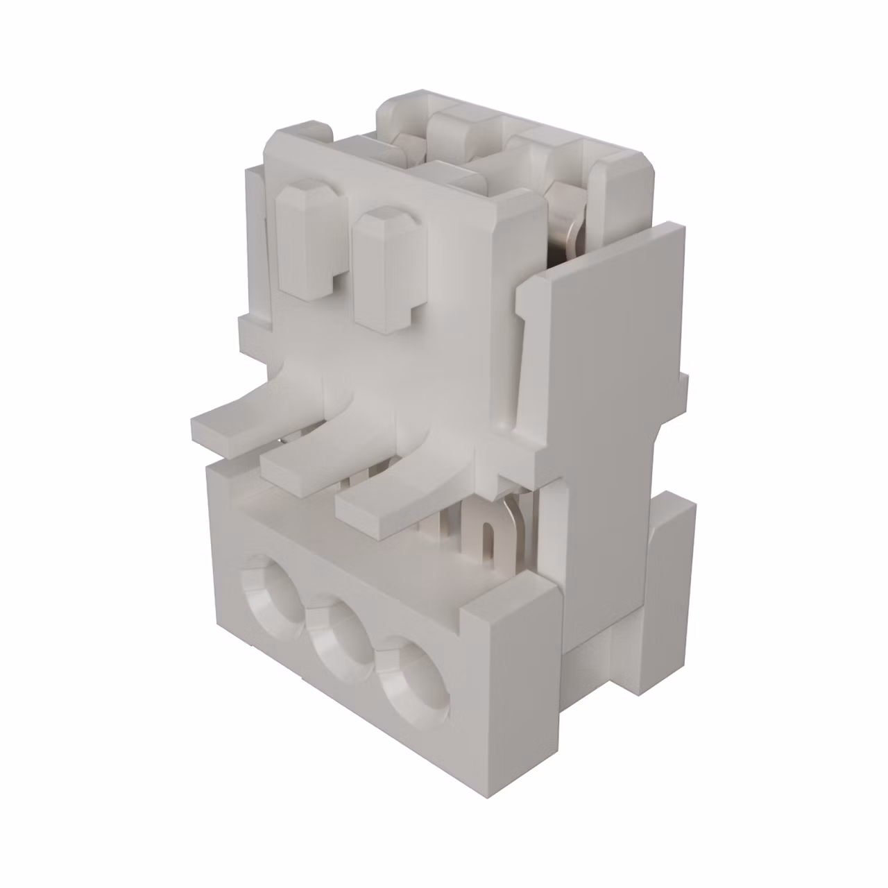 Appli-Mate RAST 2.5 IDT Housing, 2.50mm Pitch, with Side Latches, Female, 3 Circuits, Position Keys A & D Removed, Polarizing Rib Between 2/3 for sale