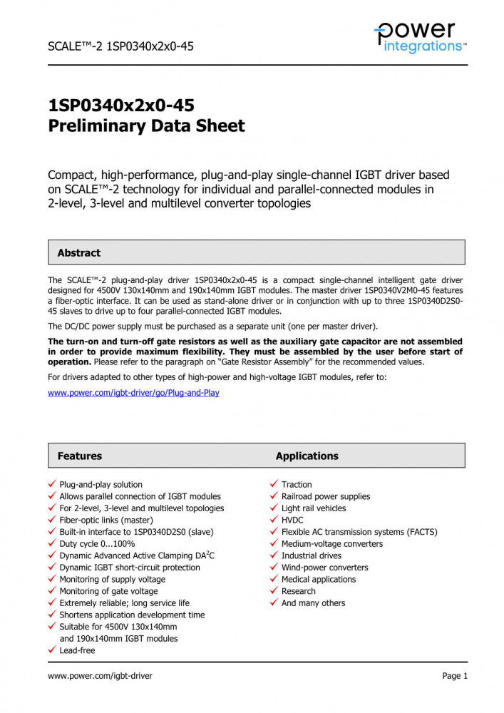 1SP0340D2S0-45 datasheet page 1