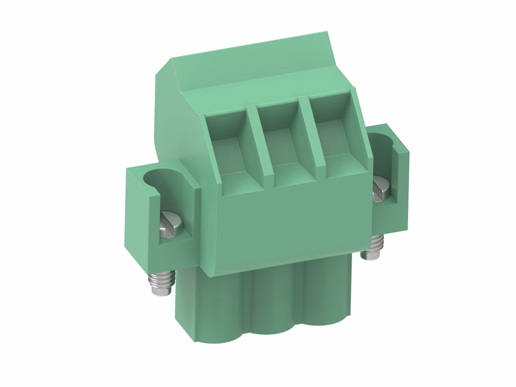 5.08mm Pitch Eurostyle 45° Wire Entry Plug, with Mounting Ends, 3 Circuits, Green for sale