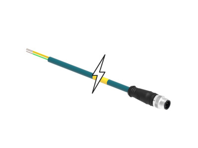 Micro-Change (M12) Single-Ended Cordset, 4 Poles, D-Coded, Male (Straight) to Pigtail, 24 AWG, Teal PUR WSOR Cable, 30.0m (98.40') Length