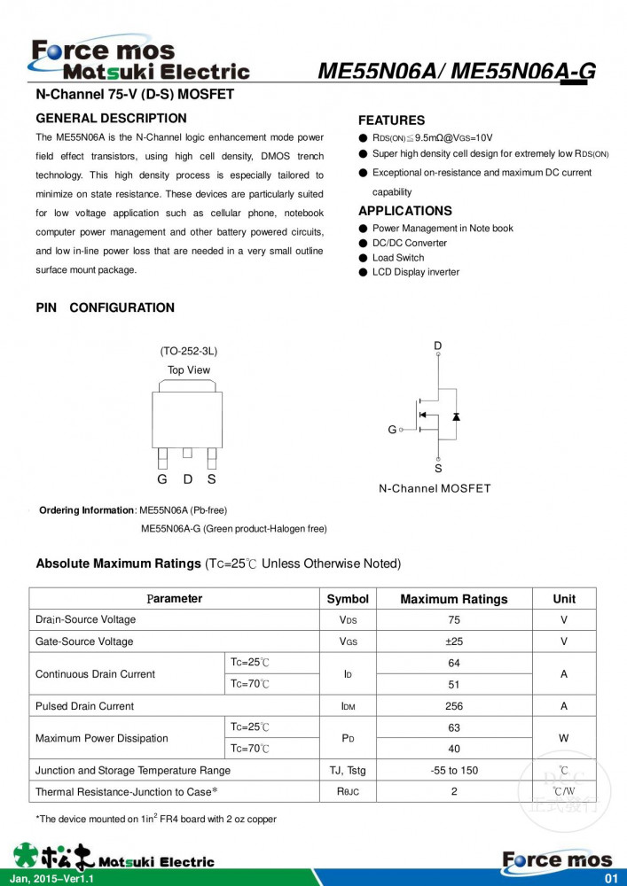 ME55N06A-G datasheet page 1