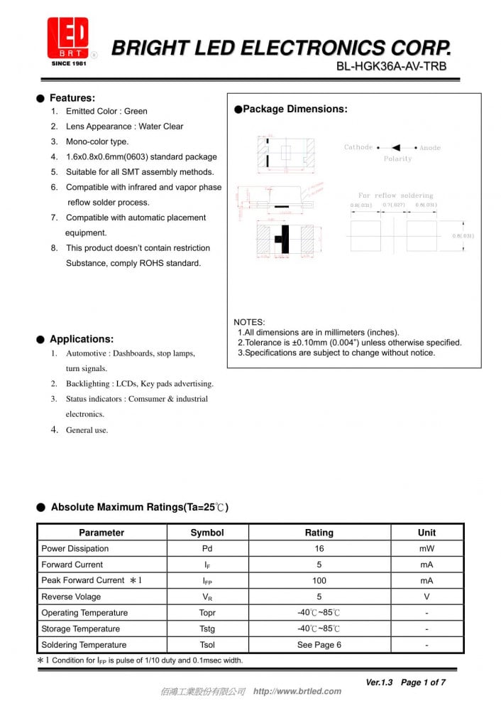 BL-HGK36A-AV-TRB datasheet page 2