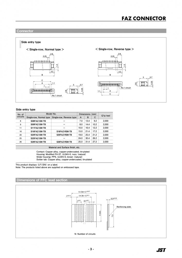 JST FAZ connector documentation page 3