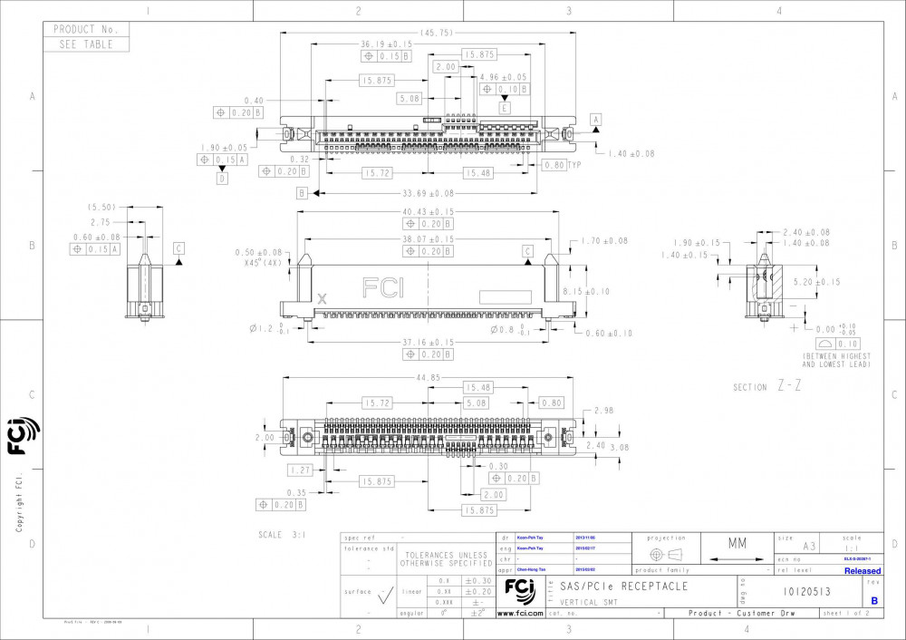 Amphenol 10120513 product drawing page 1