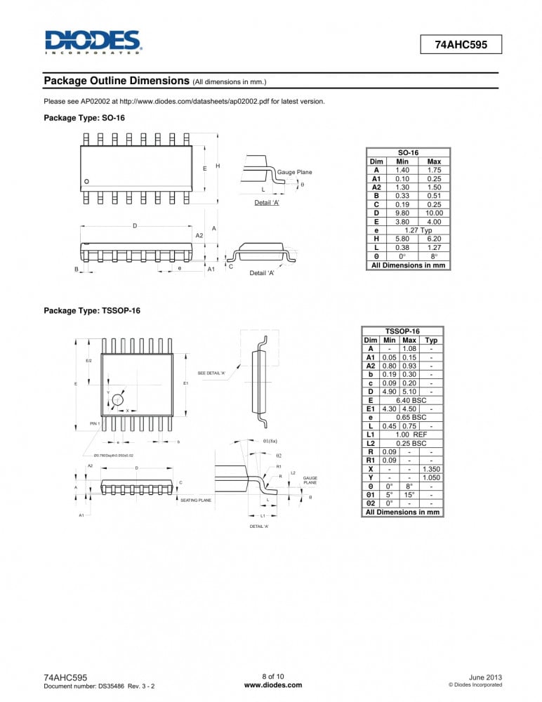 74AHC595T16-13 datasheet page 8