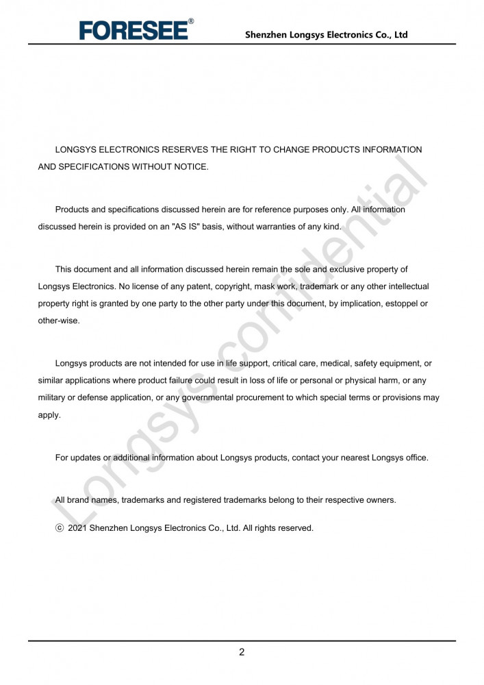 FORESEE DDR4 SODIMM datasheet page 2