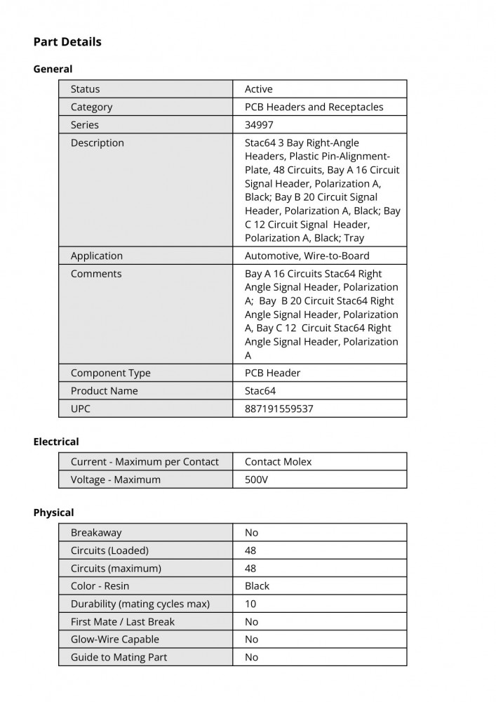 Technical document image 2 for MOLEX 349973003