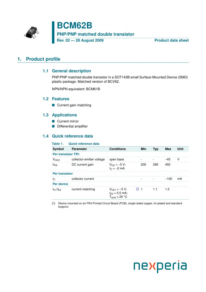 BCM62B datasheet page 1