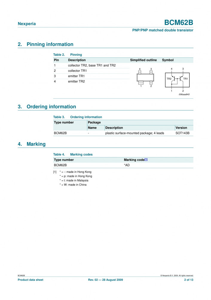 BCM62B datasheet page 2