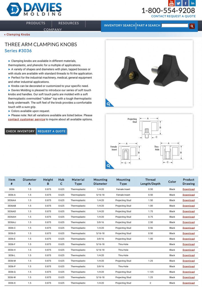 3036-L product technical document page 1