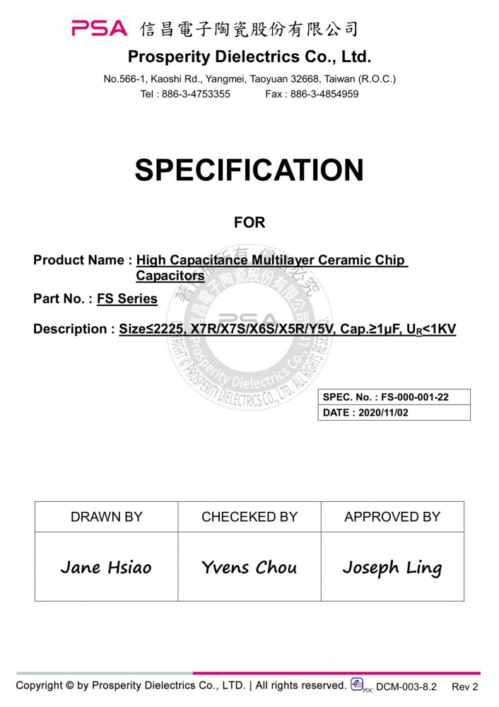 PSA FS Series datasheet page 2