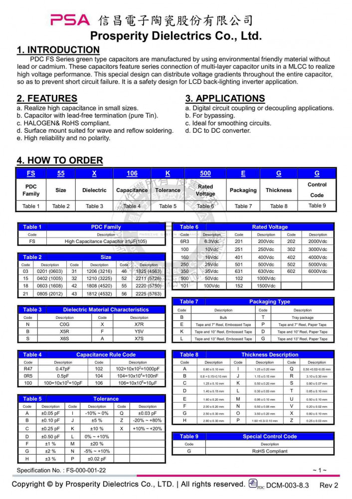 PSA FS Series datasheet page 3