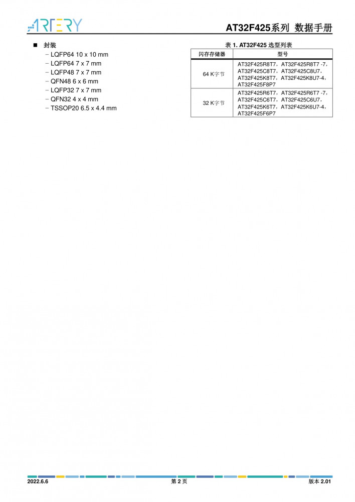 AT32F425 datasheet page 2