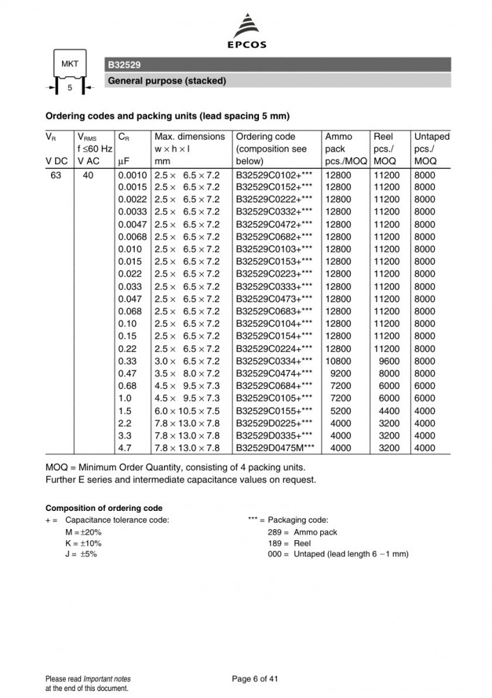 B32529 series datasheet page 6
